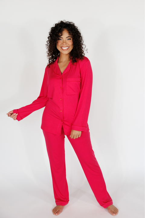 Electric Raspberry Long Sleeve & Pant Pajama Set – In My Sundays